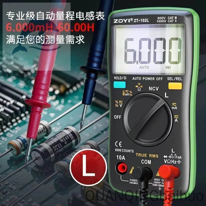 ZOYI ZT102L миниатюрный цифровой мультиметр с измерением индуктивности, высокоточный универсальный тестер, диапазон измерения индуктивности, для электромонтажных работ