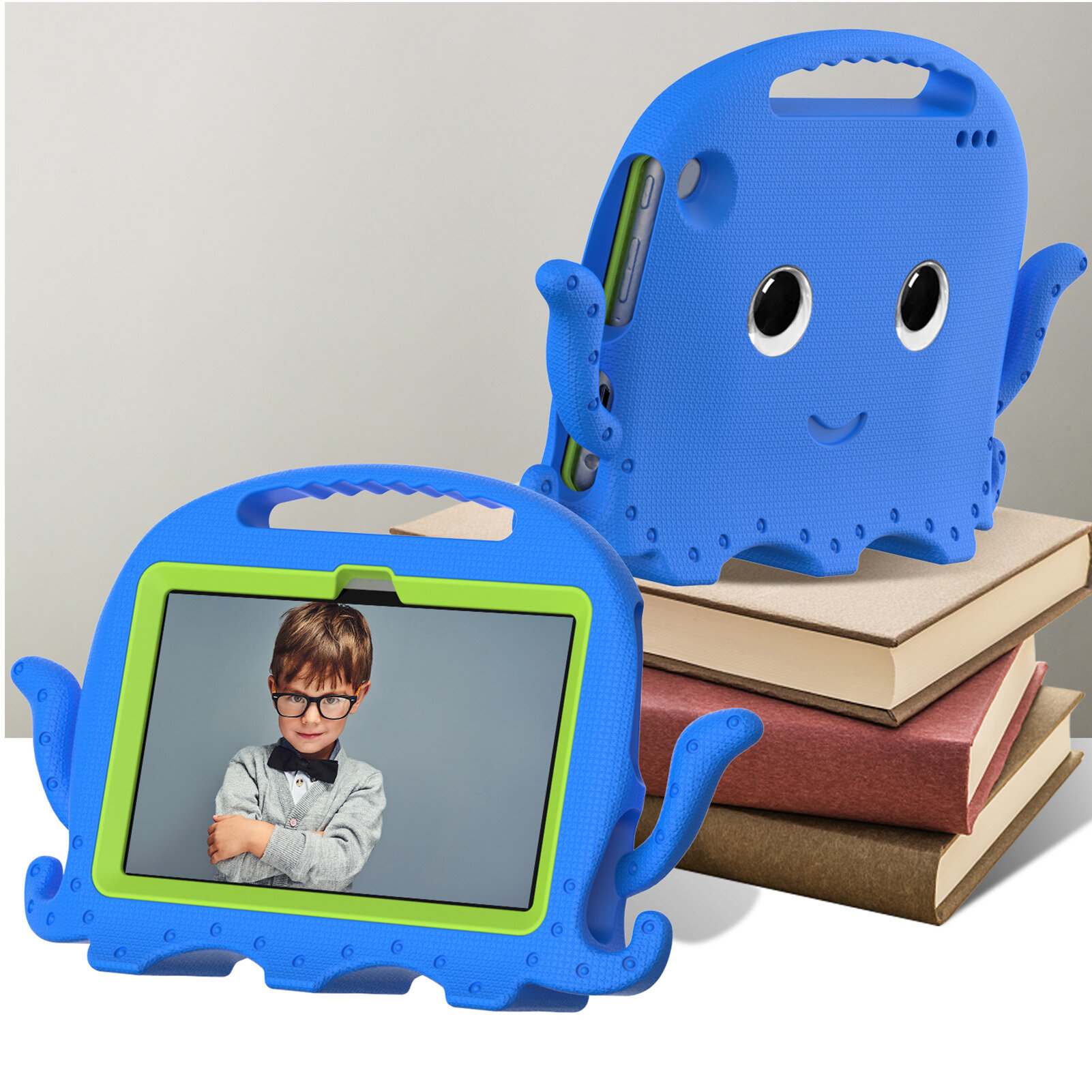 Моющийся защитный чехол подходит для Kindle Fire HD7 (2022) Octopus Design EVA, противоударный чехол для планшета с защитой от падения и портативной ручкой, внутренняя рамка, защитная пленка для экран