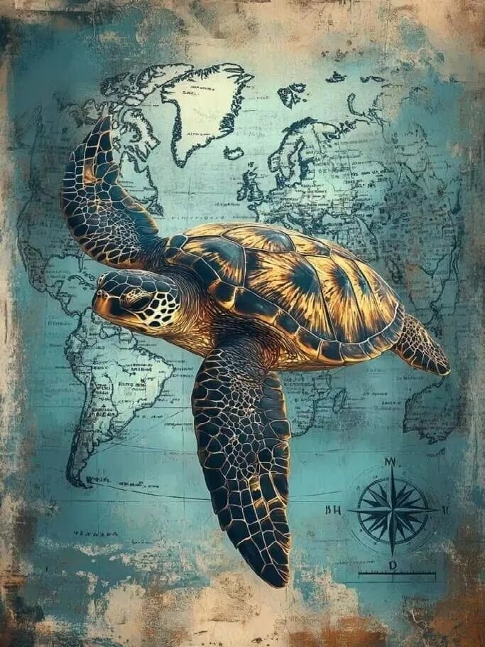 Плакат "Печать на холсте с изображением морской черепахи", 40х30 см