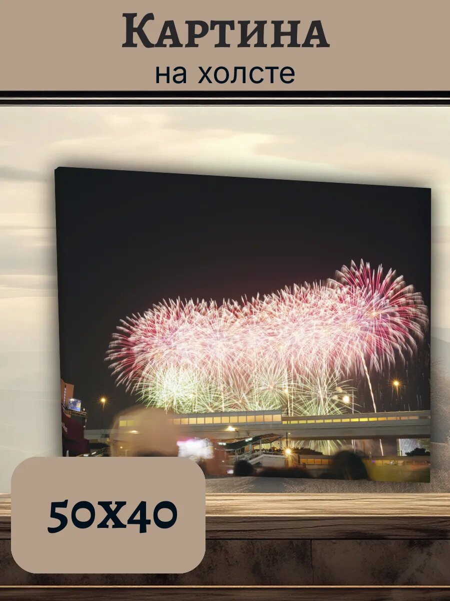 Картина Постер Китай China 40x50 ночной фейерверк