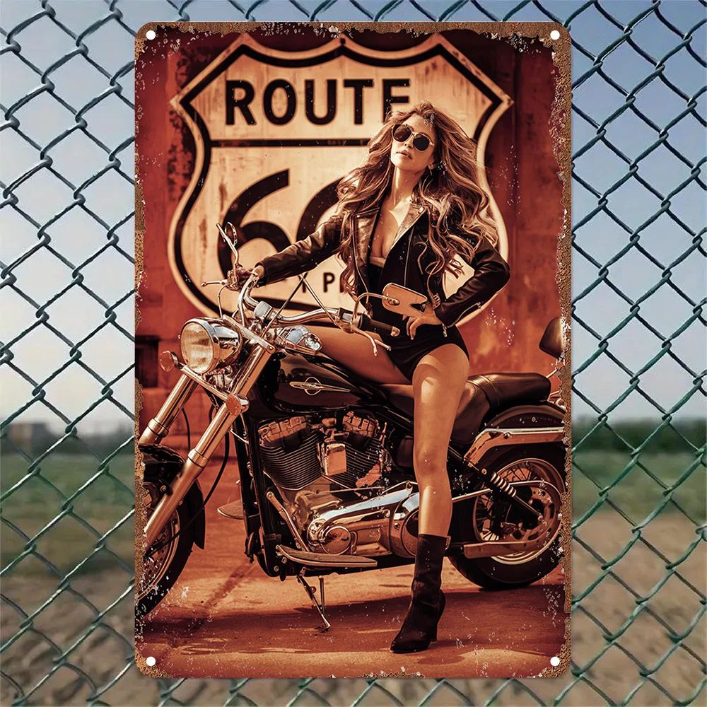 Винтажное алюминиевое настенное украшение с изображением мотоциклов Route 66, металлическая табличка для кафе, кухни, клуба, бара, домашнего декора, настенный декор, рождественский подарок.