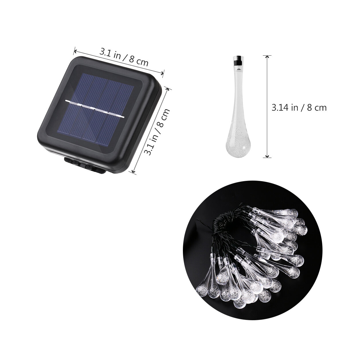 Солнечная гирлянда капельной формы yunlights 6.5 м 30 led теплого белого света для украшения