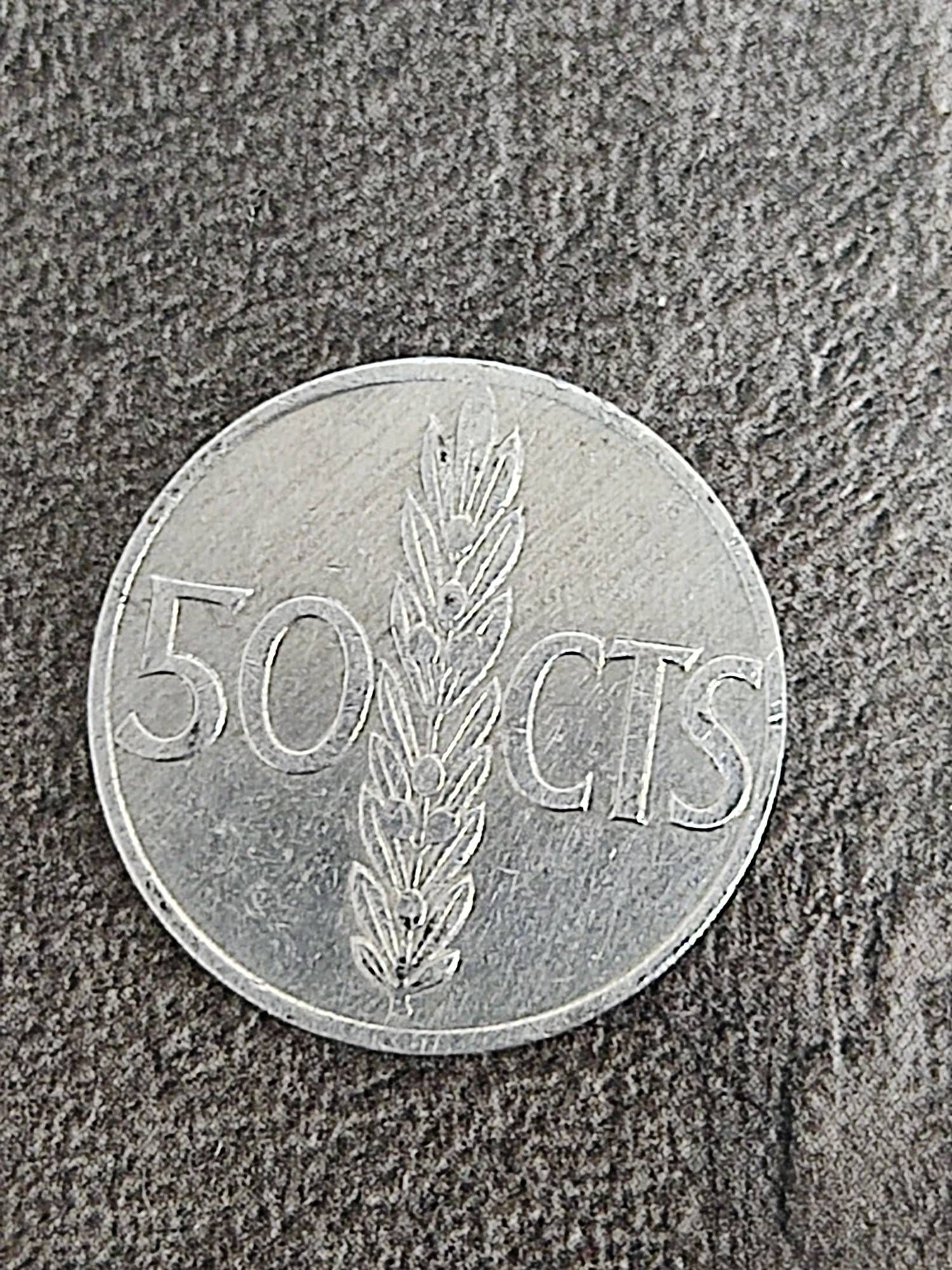 Оригинальная монета 50 сентимо Испания. 1966 год.