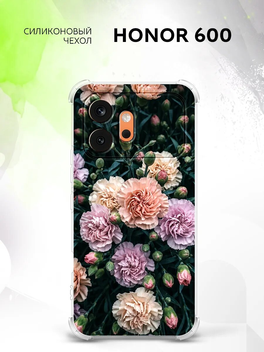 Чехол на Honor 600, Хонор 600 бампер, противоударный, с картинкой розы