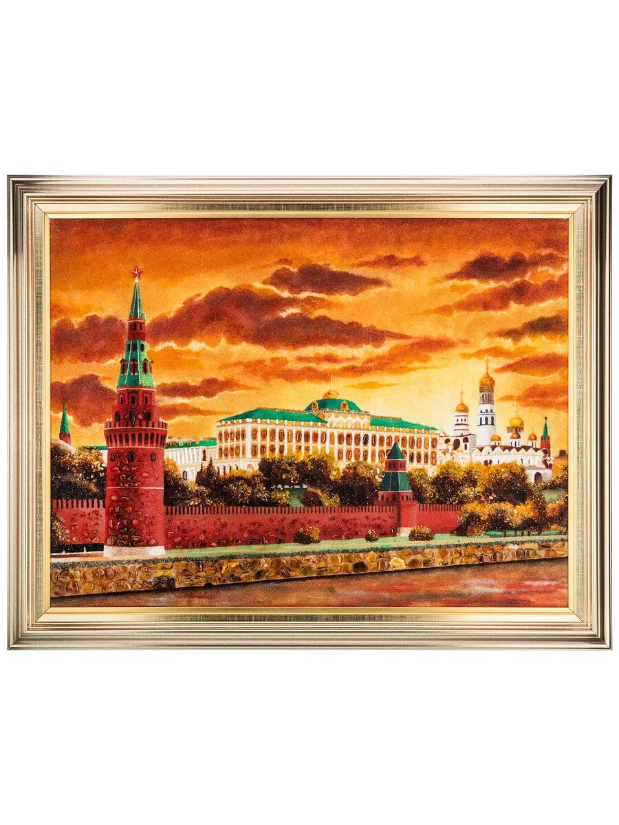 Картина янтарная «Набережная у Кремля» 60х80 см