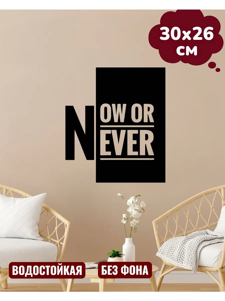 Наклейка интерьерная для офиса Now or Never 30Х26 см