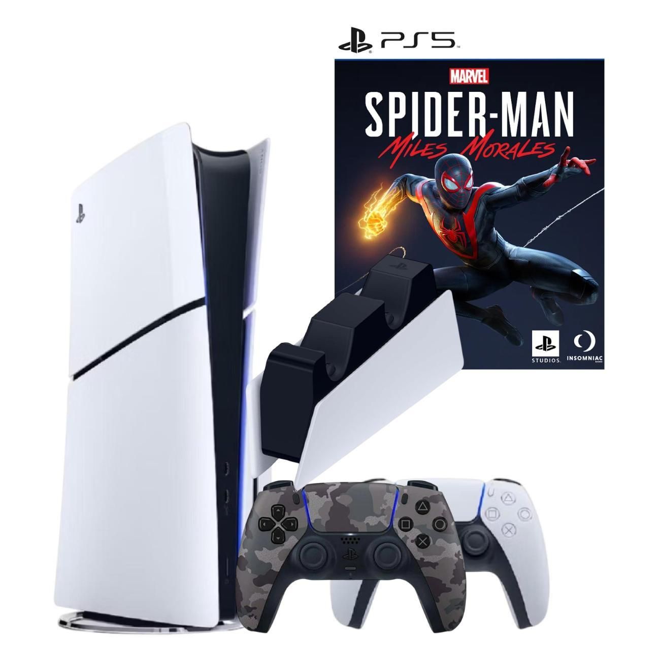 Игровая приставка PlayStation 5 Slim Disk + Spider Man Morales + Dualsense Charging Station+DualSense PS5 Camouflage
