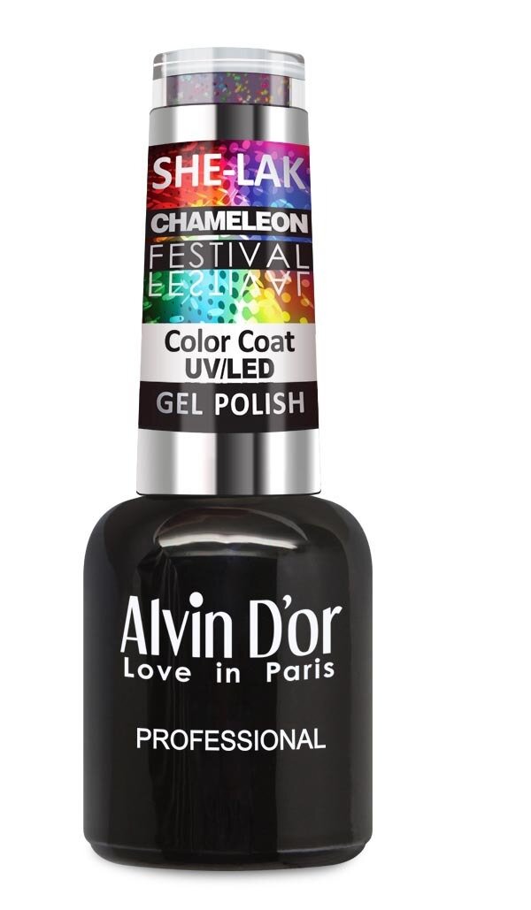 Alvin D'or, Гель-лак для ногтей She-lak Chameleon Festival тон 7113 Баклажановый