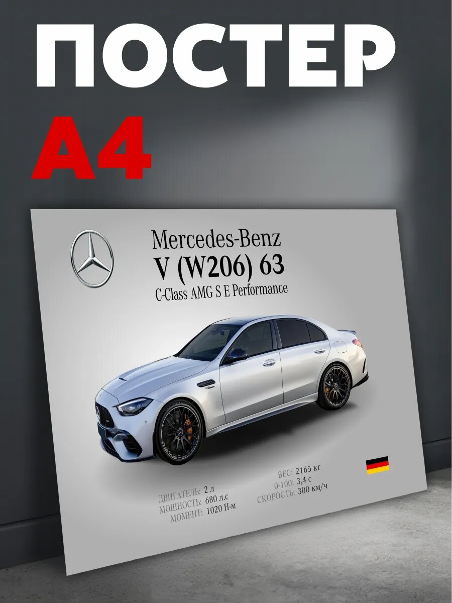 Постер на стену Mercedes C-Class AMG плакат А4