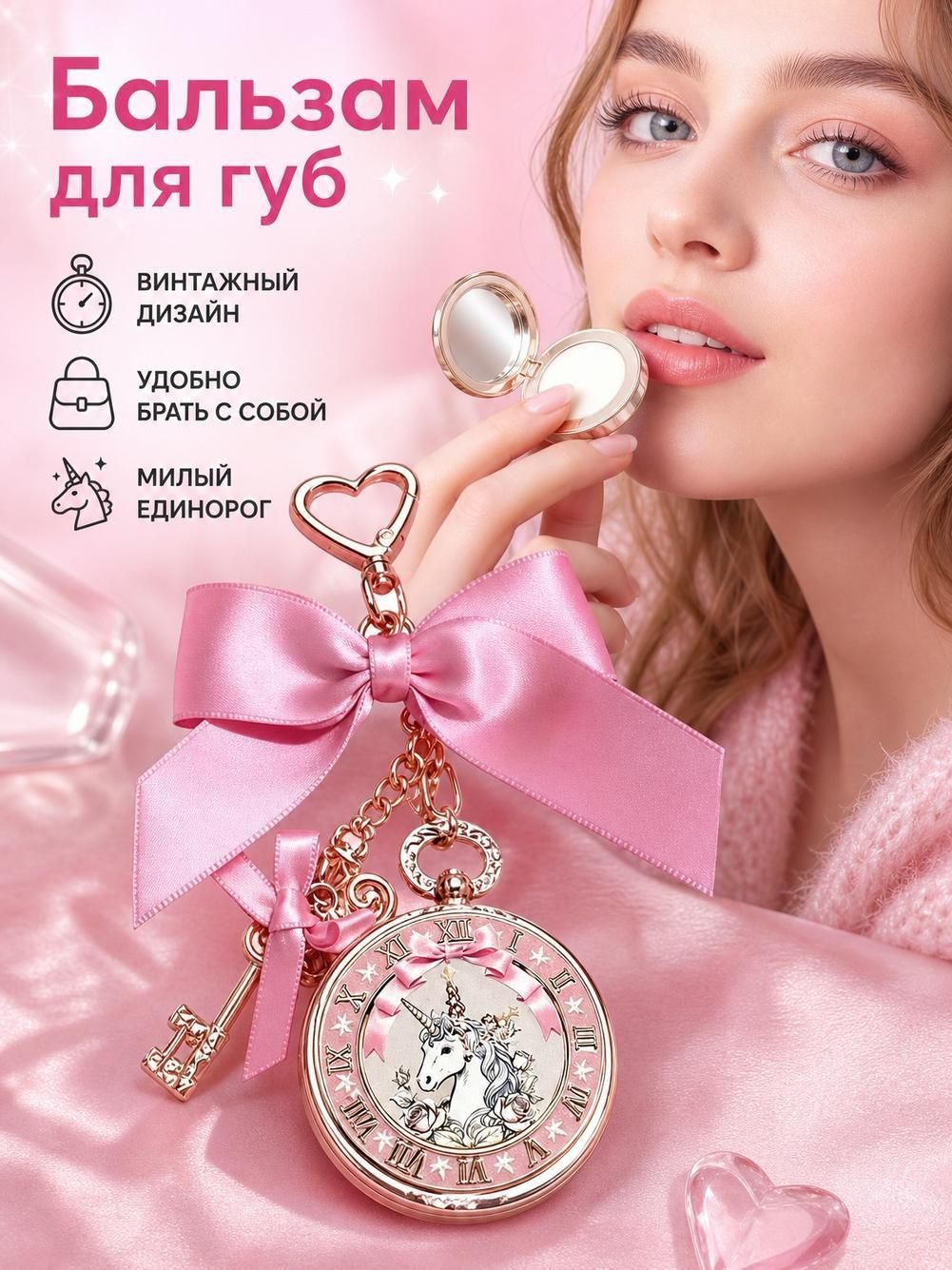 Бальзам-брелок для губ, 1.5 г, увлажнение и защита, в виде часов