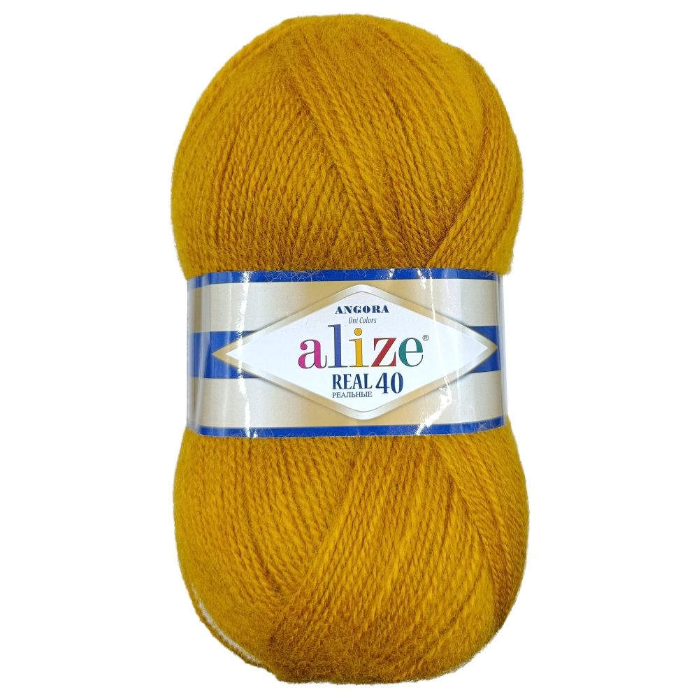 Пряжа для вязания Alize Angora real 40 цвет 645 горчичный 100 гр/430 м 40% шерсть, 60% акрил