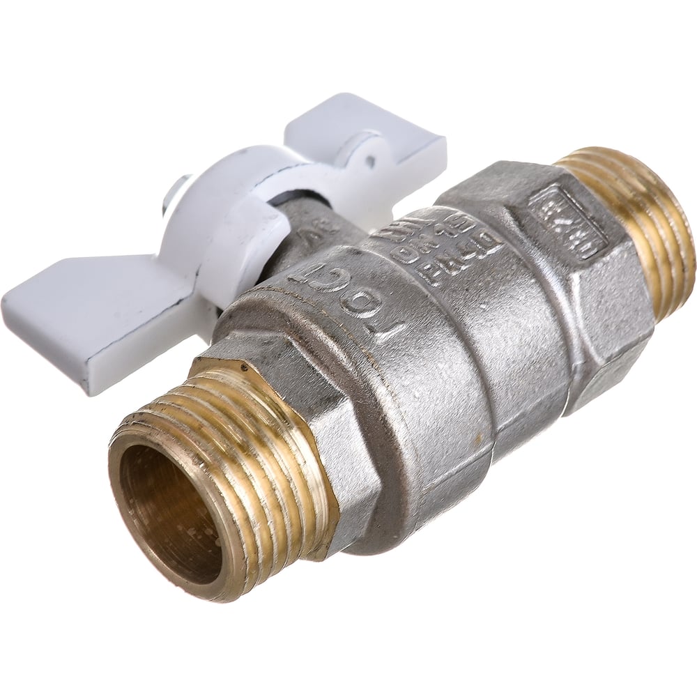 Кран шаровой латунный LD PRIDE 47.15. Н-Н. Б Ду 15 Ру 40 бабочка (white) с биркой LD 47.314.15 W