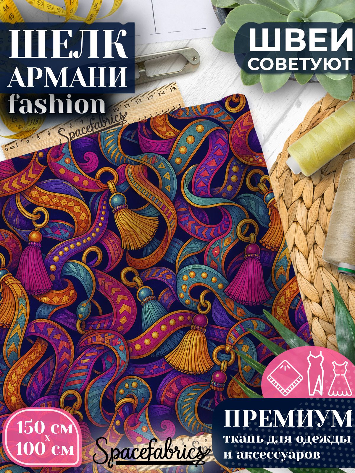 Ткань для шитья шелк Армани, искусственный атлас шелк для костюмов, платьев, юбок с принтом