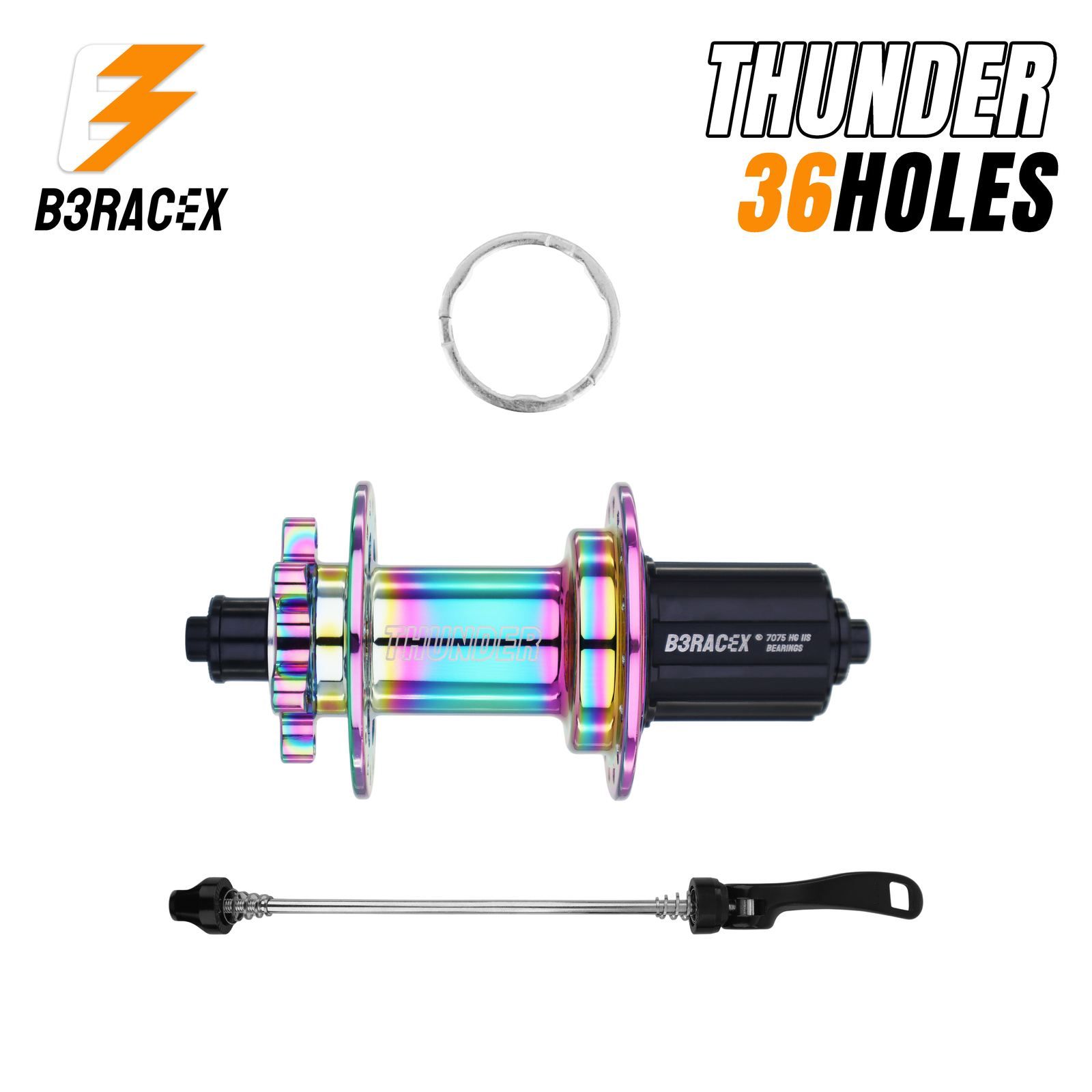 Втулка велосипедная B3RACEX THUNDER 36H цветная задняя, 120T 6-собачья, 7075-T6 алюминий