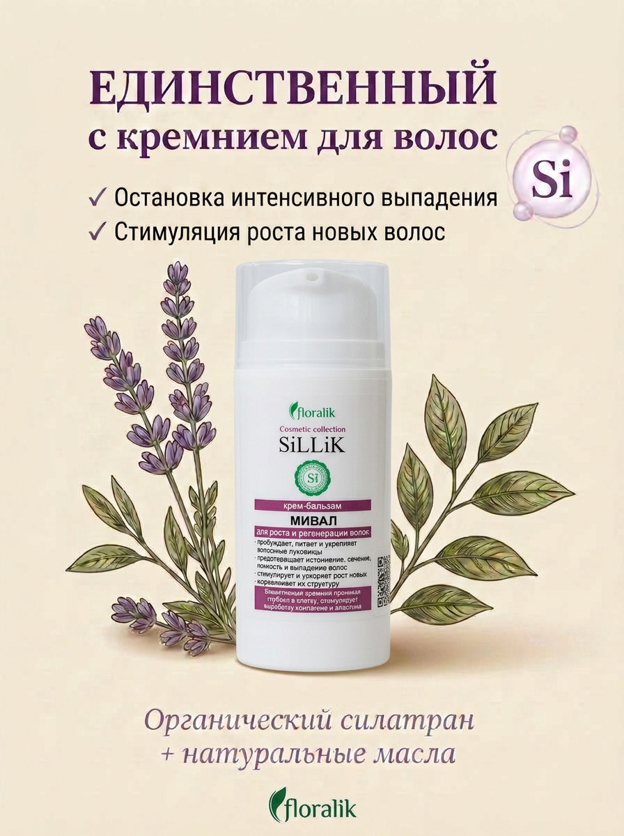 Крем-бальзам Floralik "Мивал", для роста волос, восстановление, 100мл