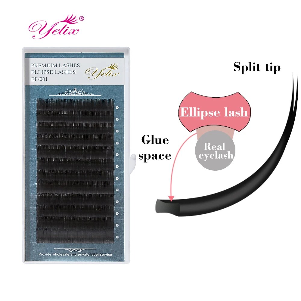 Yelix Ellipse Flat Lashes C, 0.15MM, MIX 8-15mm
