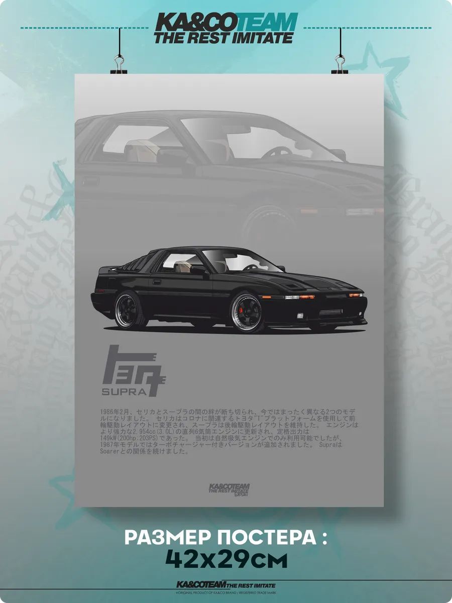 Постер на стену Toyota Supra A70 плакат
