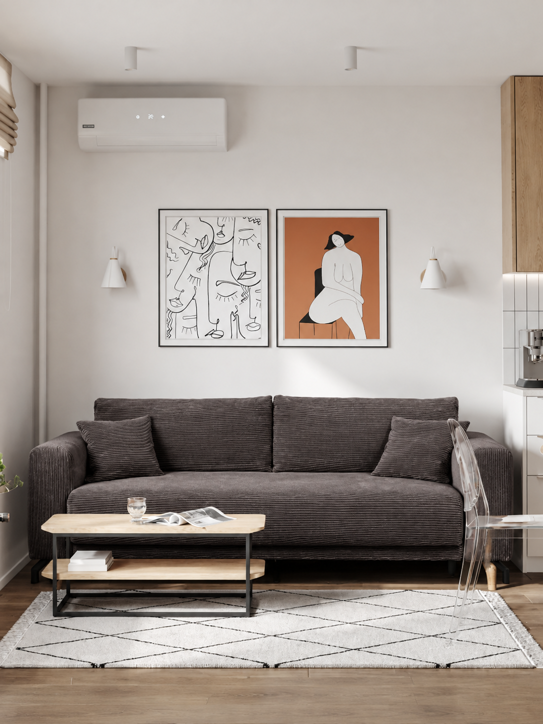 Диван Сенлин Лайт Cilium Chocolate GF 252x103x90 см, коричневый Вельвет, еврокнижка GOODFORM