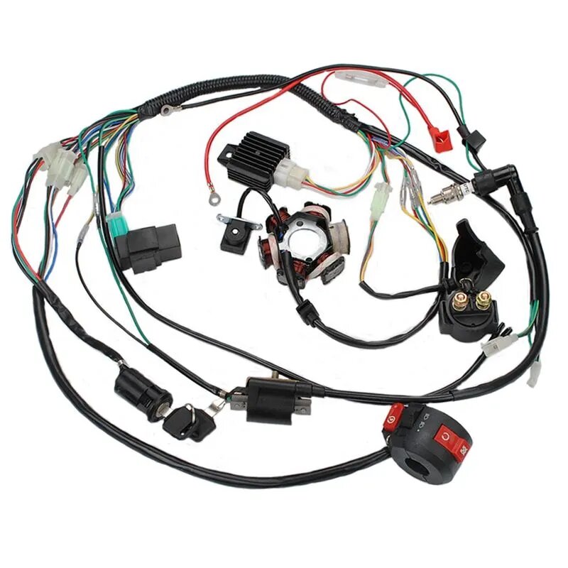 Мотоцикл ATV Quad Pit Bike Go Kart Полный жгут проводов электрики CDI STATOR 6 Катушка для 50-125CC