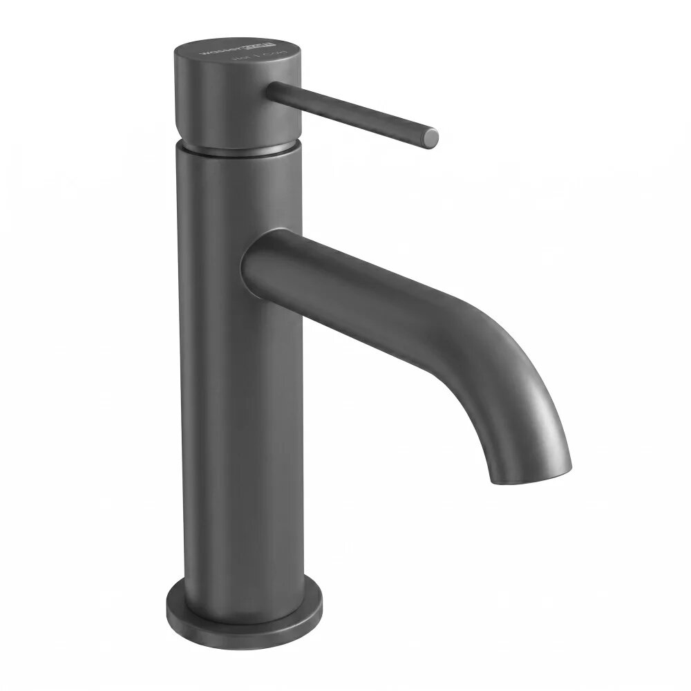 Смеситель для раковины Wasserkraft Нирс (Niers) 3003GR серый, черный, глянцевый, кран для ванной в раковину, из нержавеющей стали, рычажный, с керамическим картриджем