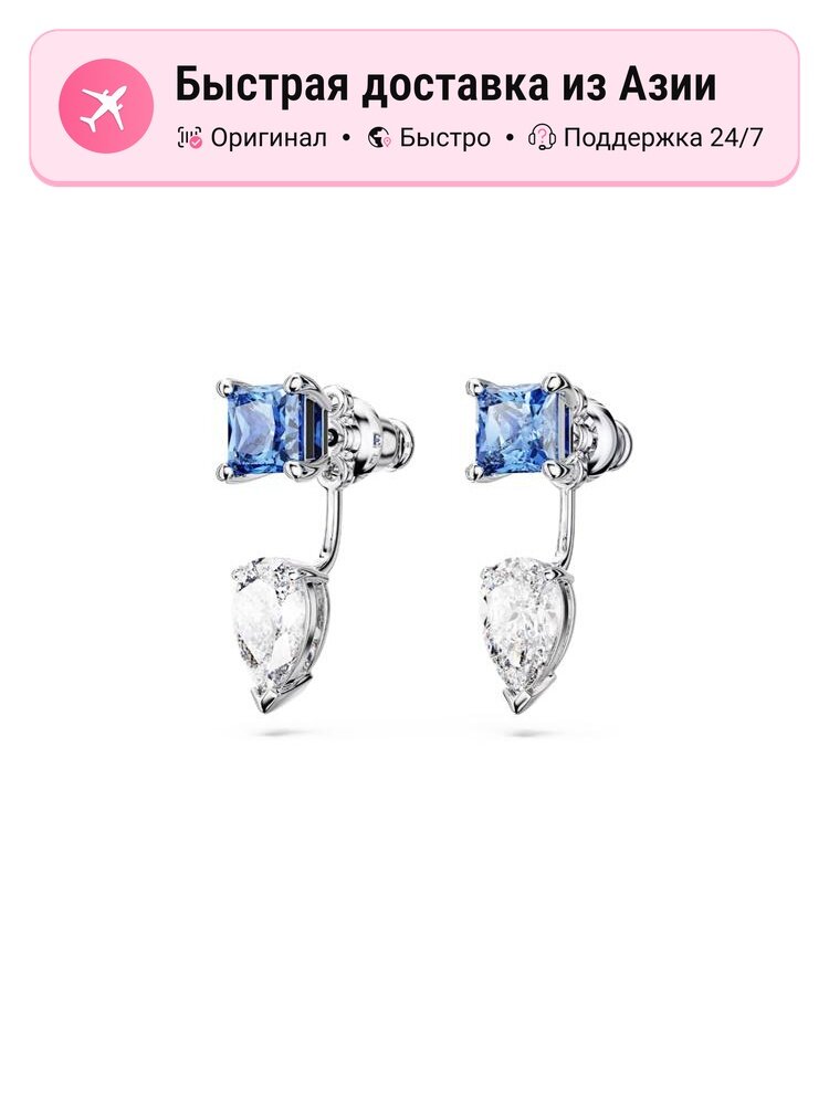 Серьги пусеты, кристаллы Swarovski