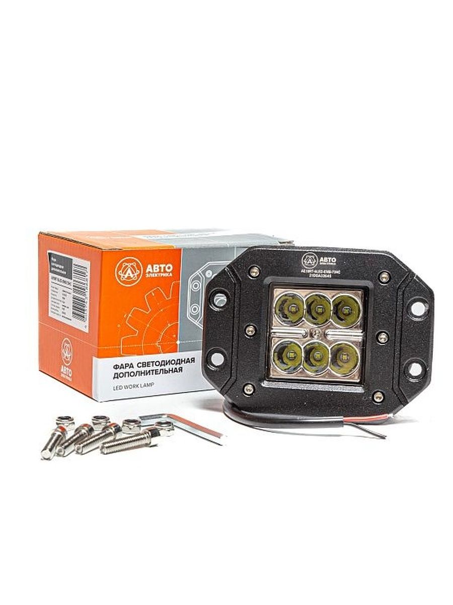 Фара светодиодная дополнительная (Led) Ae18Rt-6Led-Emb-73Hc Прямоуг, Напр. Свет, Встраиваемая 6 Диодов 18W (122*73*92) 12/24V, AVTOELECTRICA AE18RT6LEDEMB73HC