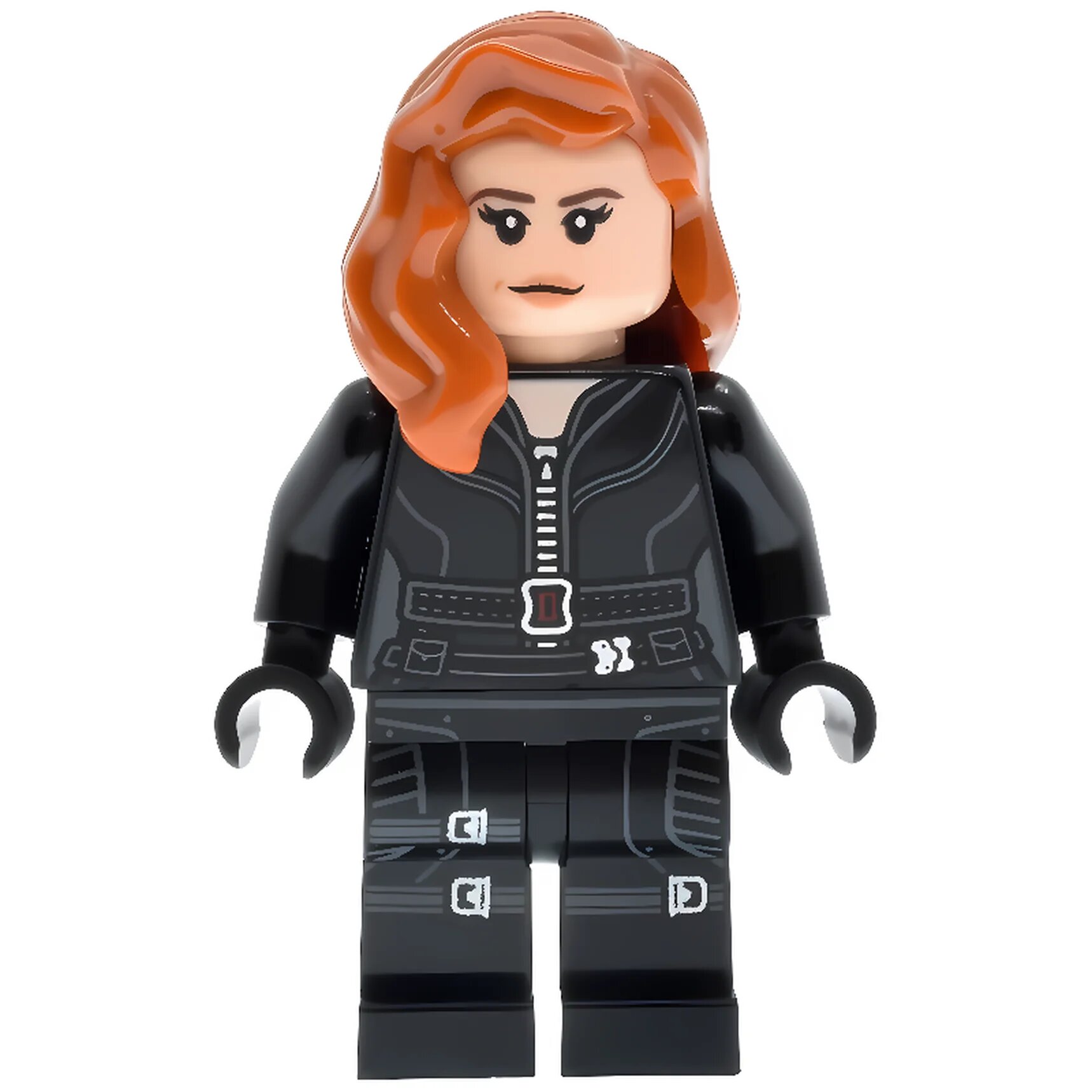 Минифигурка Lego Super Heroes Black Widow - Black Jumpsuit, Dark Orange Mid-Length Hair, Printed Legs, Black Hands, Dark Brown Eyebrows sh1012 N