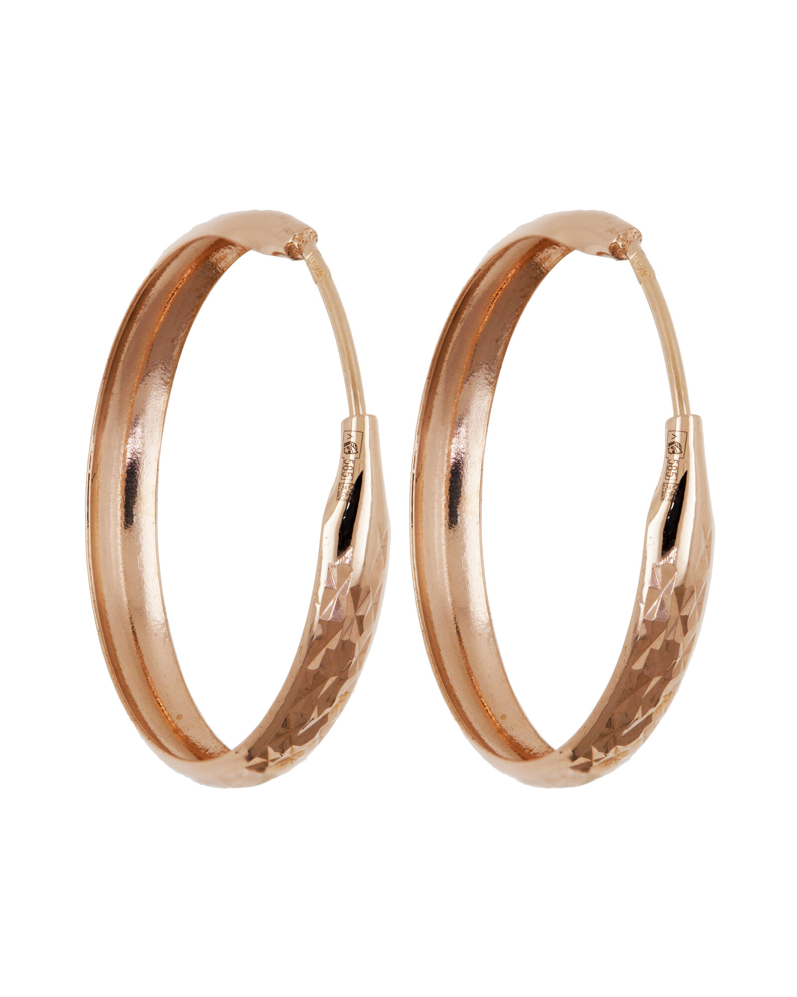 Серьги конго, красное золото, 585 проба, гравировка
