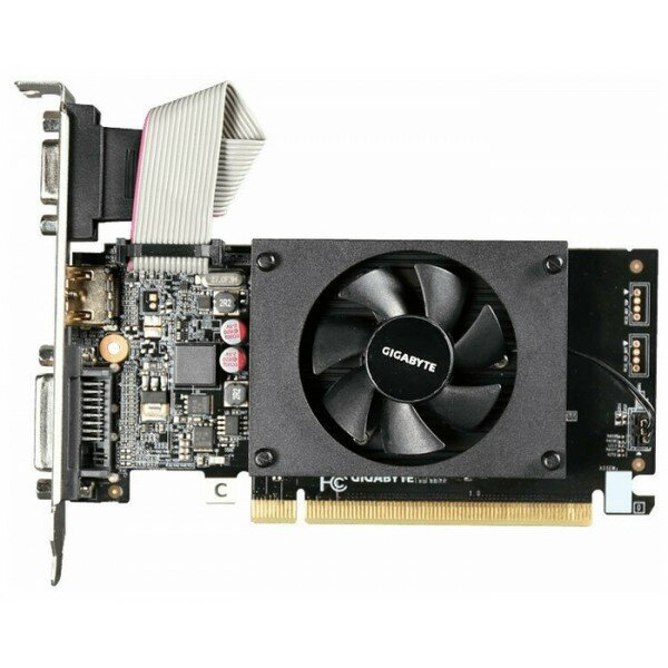 Видеокарта Gigabyte GeForce GT 710 v2.0, 2 GB GDDR3, 64 bit, HDMI, DVI-D, VGA, GPU 954 MHz