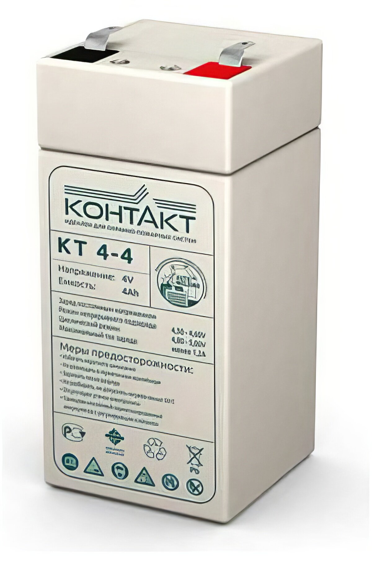 Аккумуляторная батарея 4В, 4 Ач контакт КТ4-4