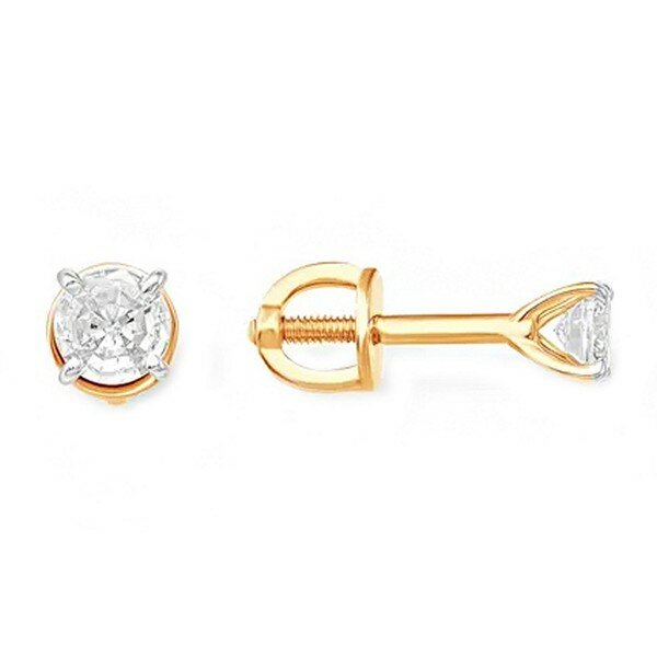 Серьги пусеты JEWELIN, красное золото, 585 проба, фианит