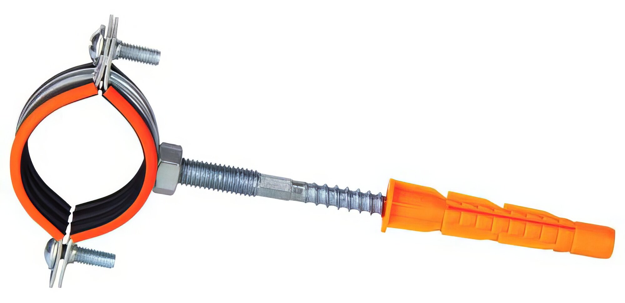 Хомут сантехнический HUMALT 4" (108-116) М10 c шпилькой-шурупом и дюбелем