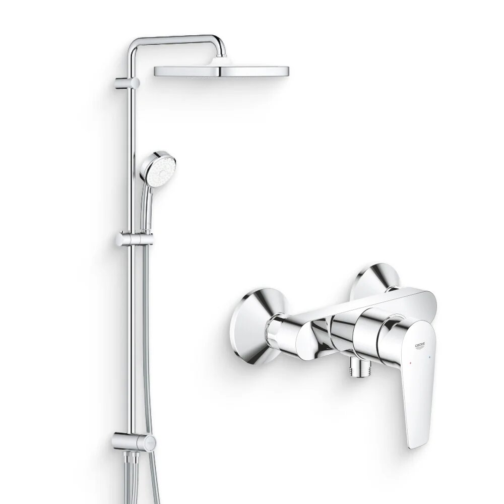 Душевой комплект Смеситель для душа Grohe BauEdge 23635001 глянцевый хром / Стойка Tempesta Cosmopolitan System 250 Tempesta Cosmopolitan System 250 26694000 без смесителя, хром