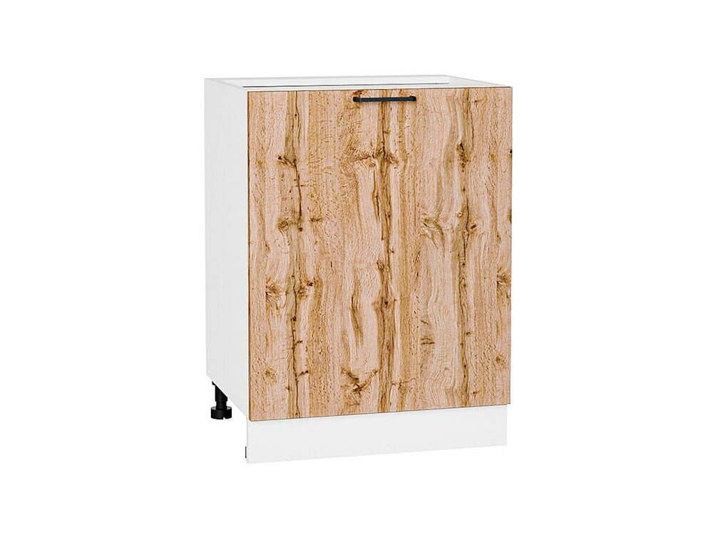 VVT Шкаф нижний с 1-ой дверцей Флэт Белый, Wotan Oak 2S, 600 В*Ш*Г 816*600*478, фасад ЛДСП Wotan Oak 2S, корпус Белый Wotan Oak 2S
