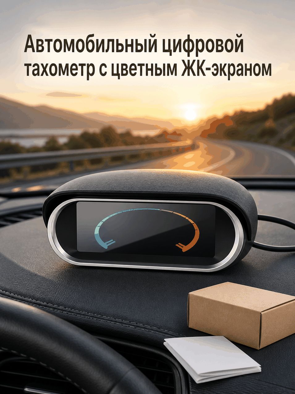 Цифровой тахометр автомобильный с ЖК-экраном, Диапазон 50-9999 об/мин, Корпус ABS и алюминий