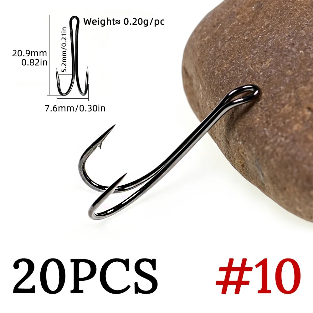 ICERIO Дупл Крючки для Лосося #6-#12 20PCS Size10