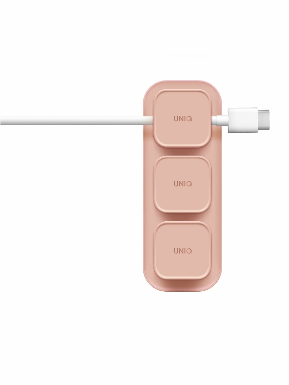 Держатель UNIQ POD для проводов и зарядок, органайзер для кабелей из 3 разъемов с магнитным креплением, зажим кабеля, фиксатор шнура, розовый