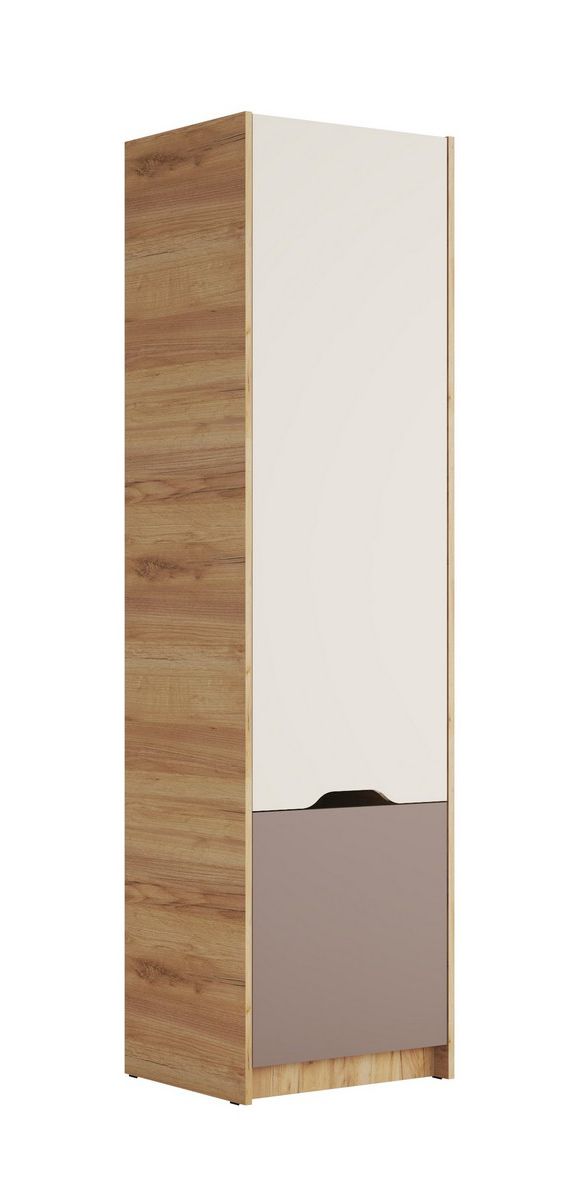 Шкаф ШК-001 (Корпус - Дуб Крафт золотой Фасад ЛДСП - Миндаль / Глиняный серый)