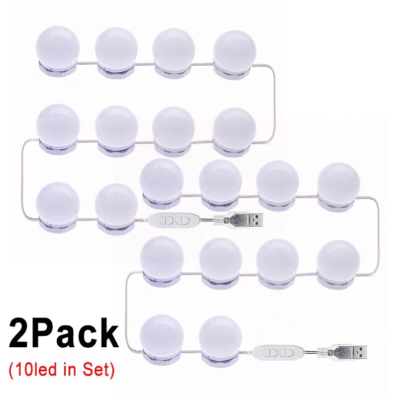 10 шт. Светодиодных ламп для макияжа USB 2Pack