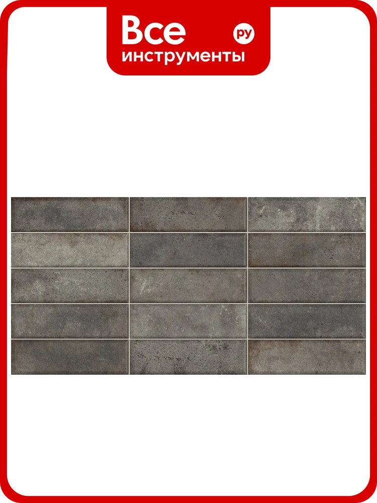Плитка настенная Эльбрус Брик темно-серый / Elbrus Brick Graphite NewTrend 300x600x9, 1,8м2, графит WT36ELR17
