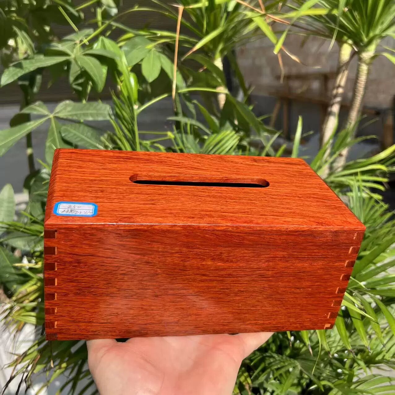 Бумажный лоток из массивной древесины с волнистым узором, 23x12.5x10 см, бурмийское розовое дерево