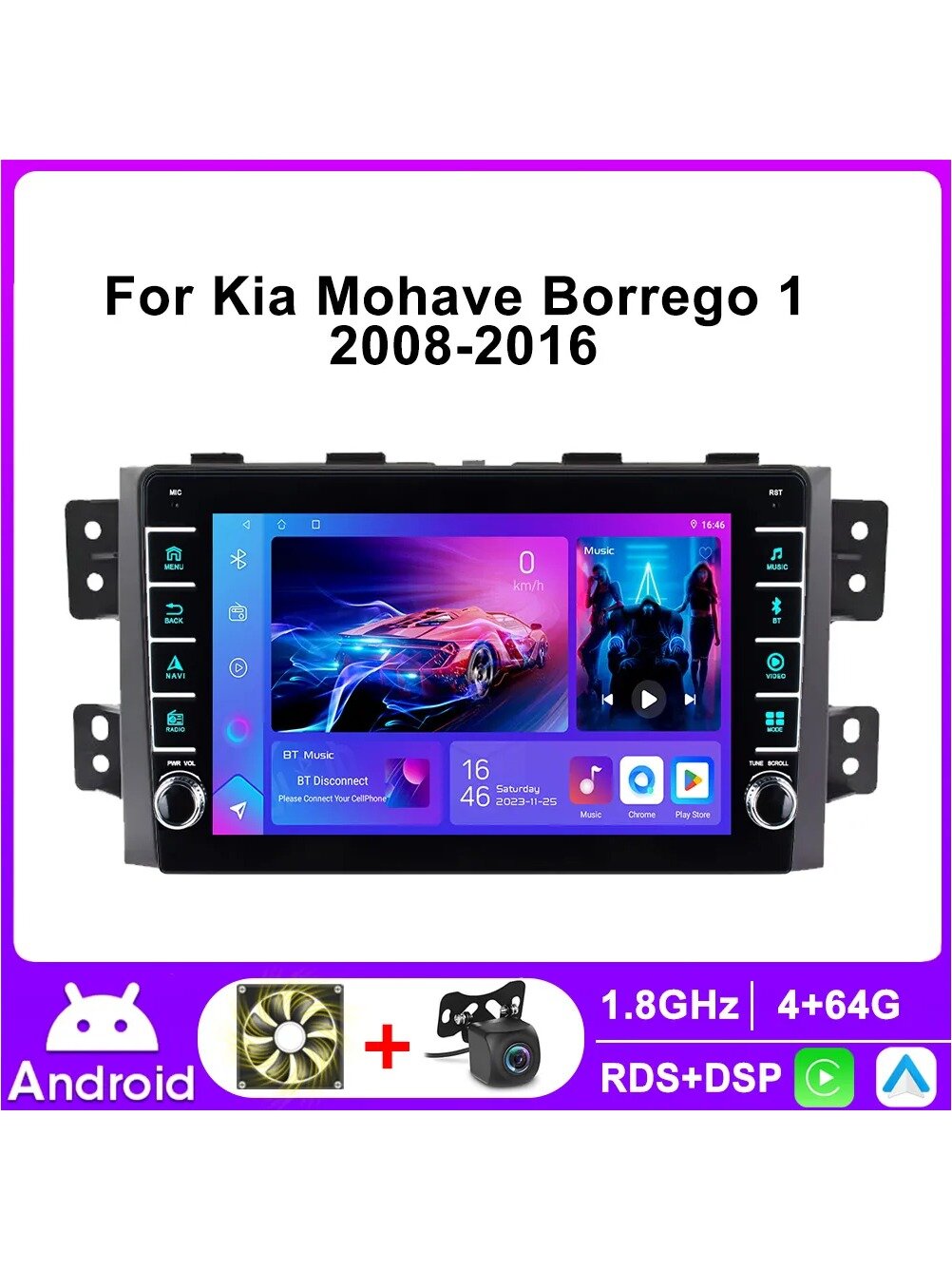 Автомагнитола TOYOUSONIC 2 DIN 9" для Kia Mohave Borrego, 4/64 ГБ