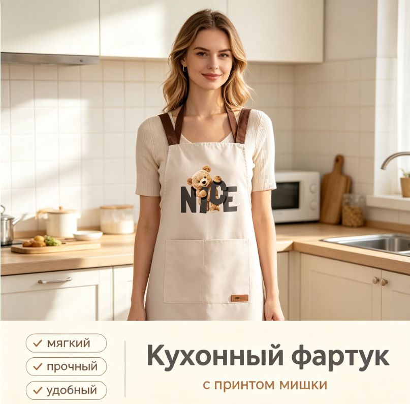 Фартук кухонный 1шт, ZZWQ2003 White