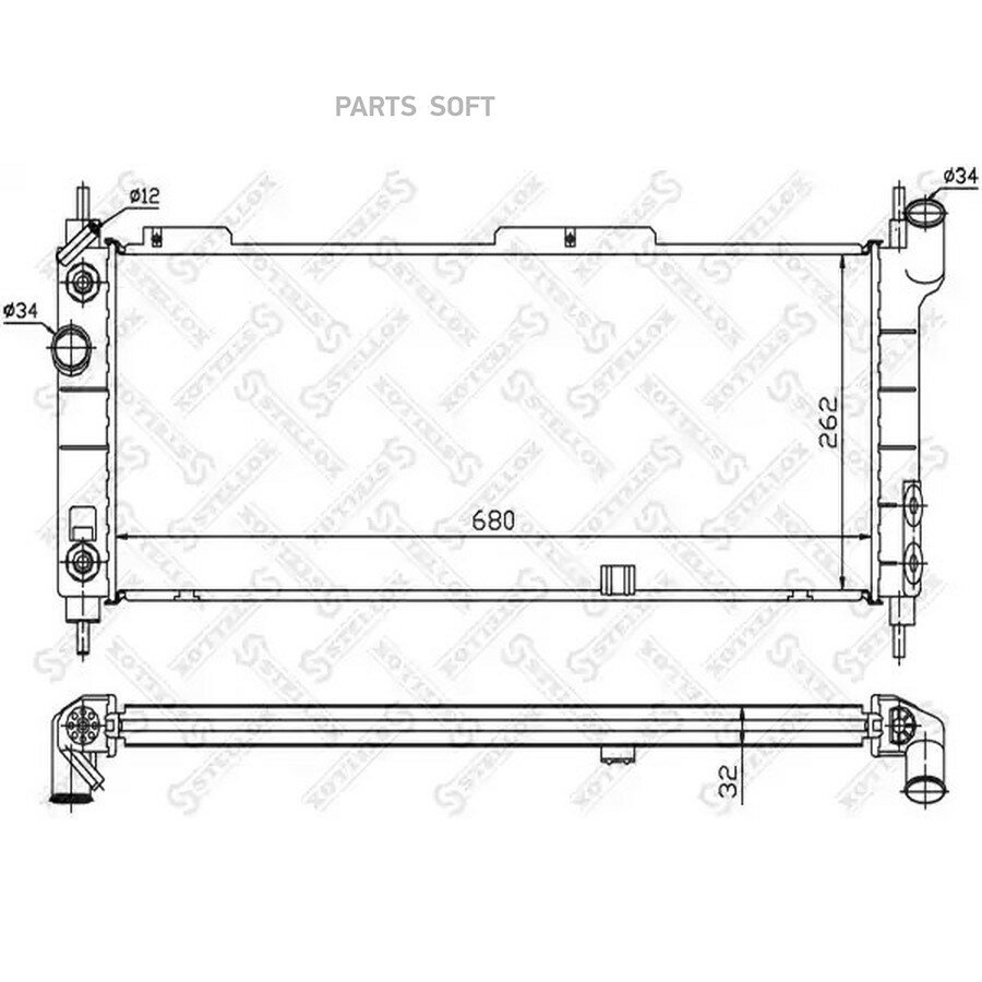 STELLOX 1025136SX 10-25136-SX радиатор системы охлаждения! АКПП\ Opel Corsa 1.4 16V 93-00