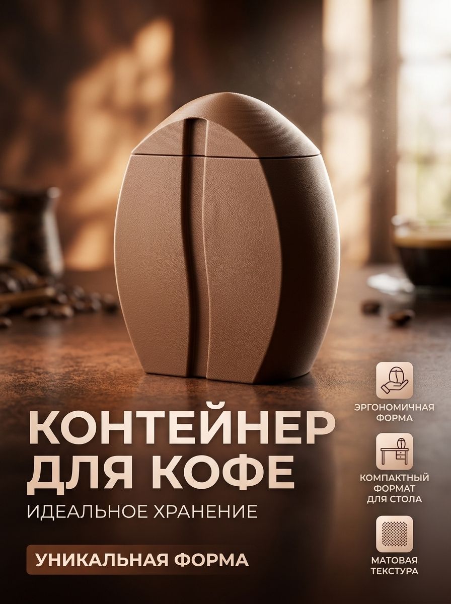 Контейнер хранения для кофе в форме зерна