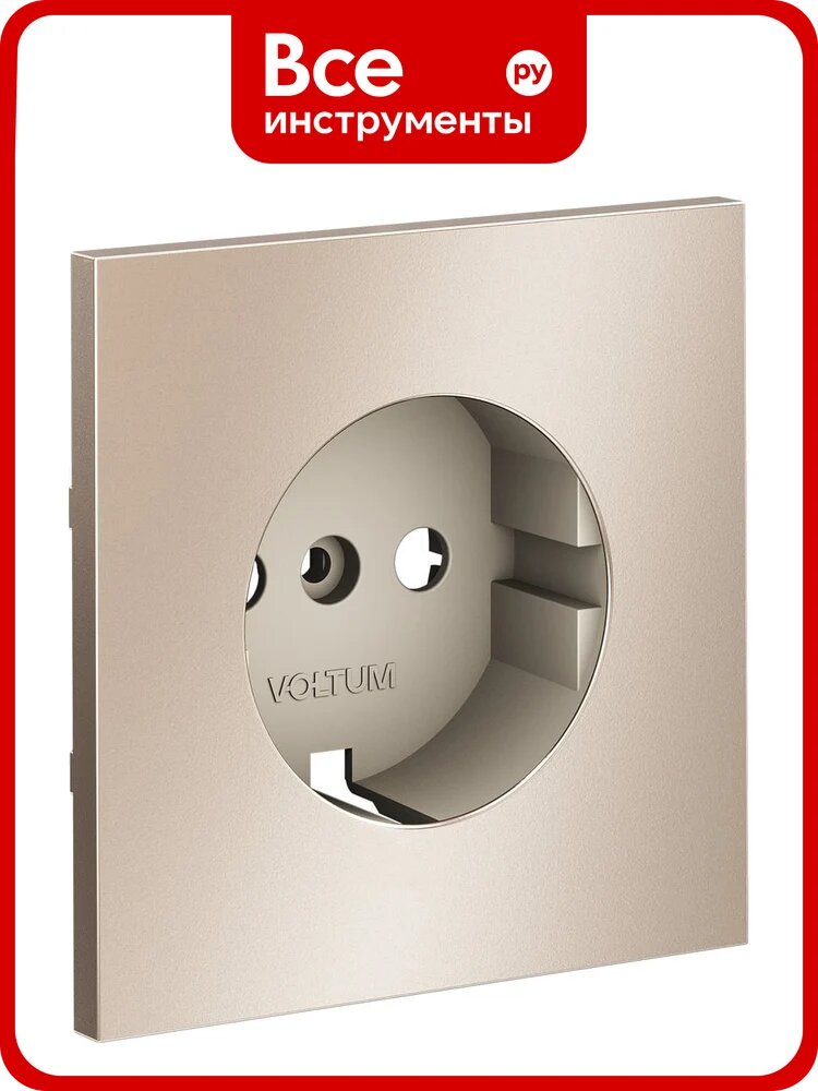 Накладка Voltum S70 Metal для розетки с заземлением, платина VLSM000610