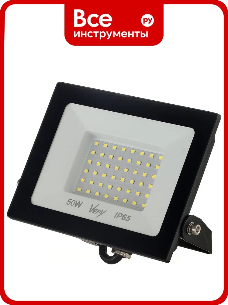 Прожектор светодиодный Very 50Вт, IP65 6500K, черный, (шт.) 89-0-655