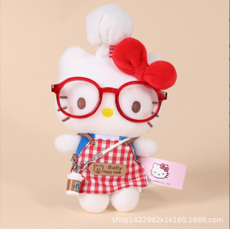 Оригинальный брелок Sanrio Hello Kitty, плюшевый кулон для рюкзака, 10 см, маленькая повар