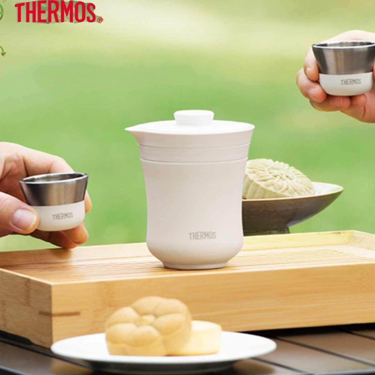 Термокувшин THERMOS TCMU-200 WH, портативный, 2 чашки в комплекте, 0,26 л, white