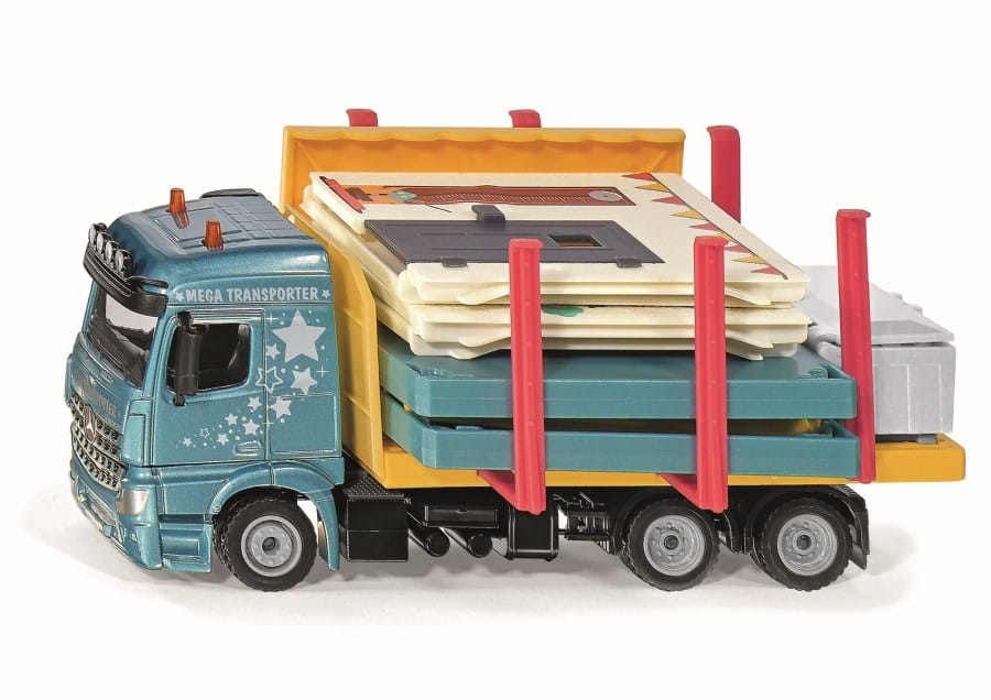 Игрушечная машинка Siku Fertighaus-Transporter, мобильный дом на колёсах, набор, 3562, белый
